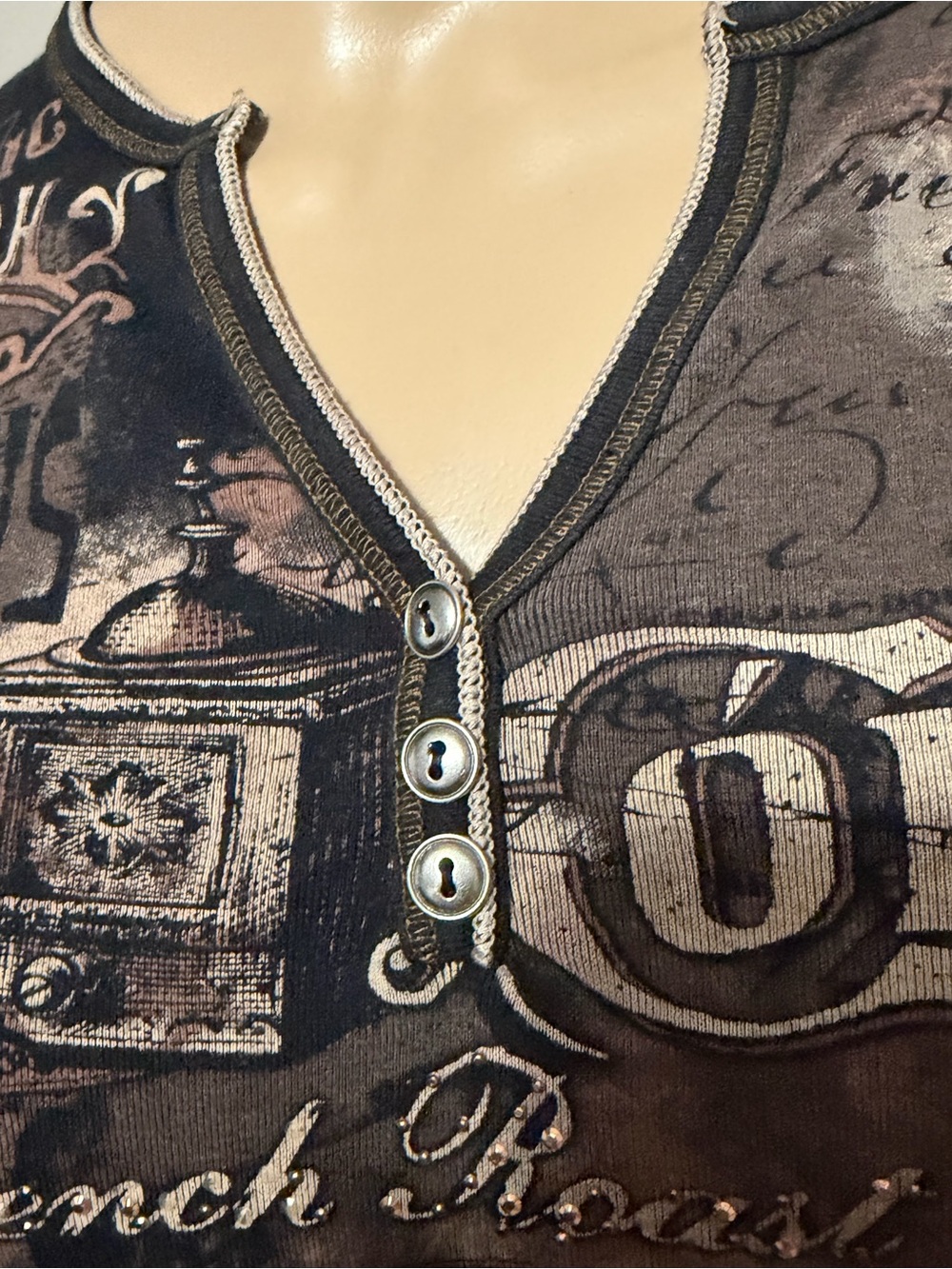 Blue Canyon Clothing Graphic Rhinestone Coffee Print … - Gem